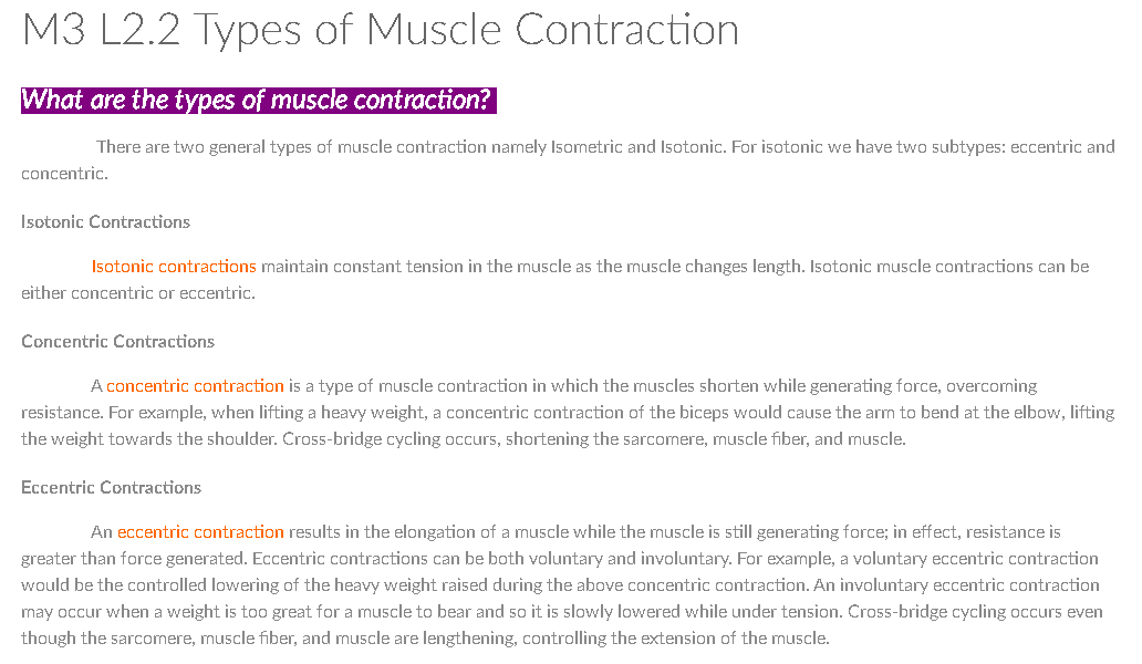 What are the types of muscle contraction - Learnexams