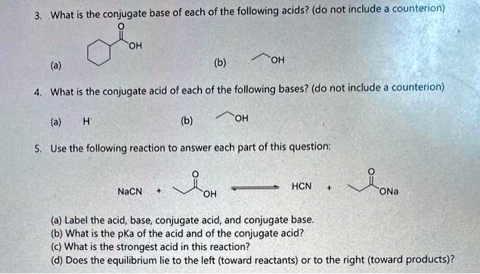 What is the conjugate base of each of the following acids - Learnexams