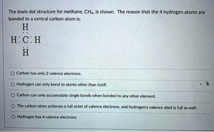 The lewis dot structure for methane, CH, is shown - Learnexams