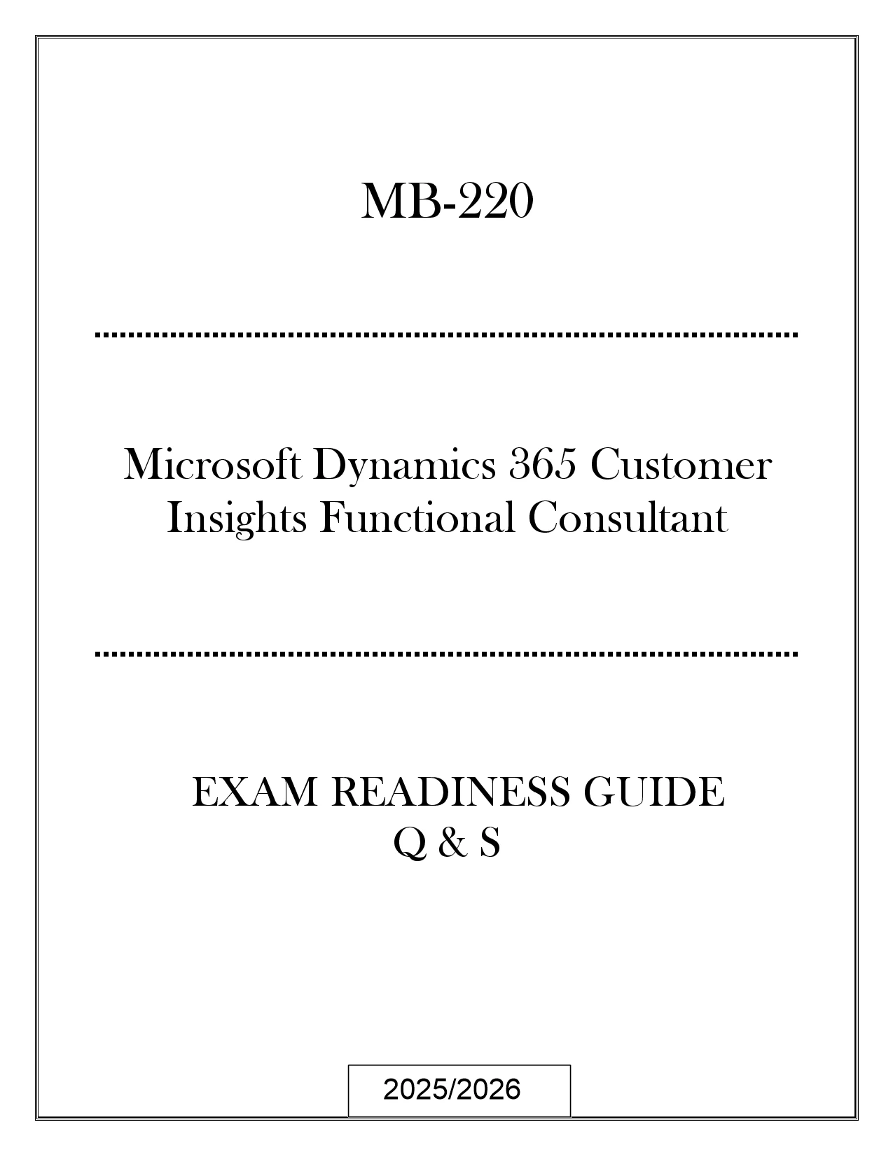 MB-220 Microsoft Dynamics 365 Customer Insights Functional Consultant ...