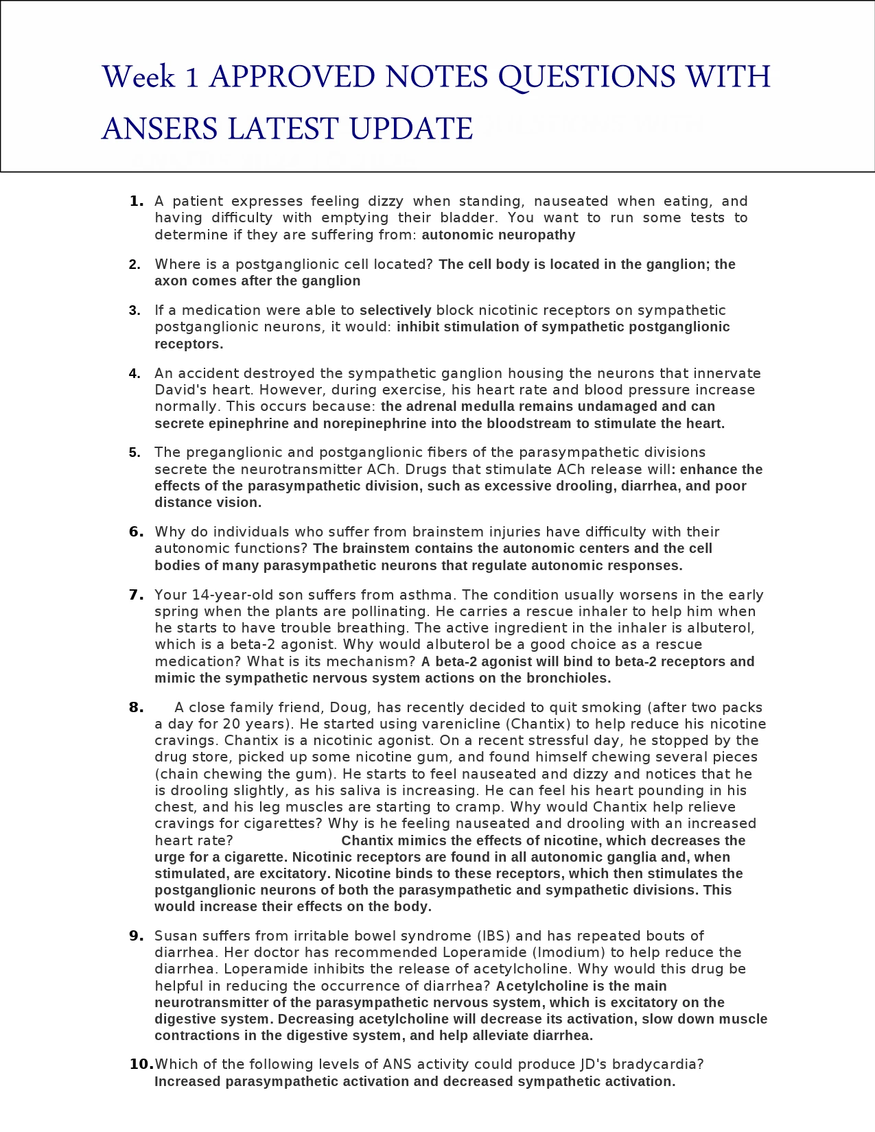 Week 1 APPROVED NOTES QUESTIONS WITH ANSERS LATEST UPDATE