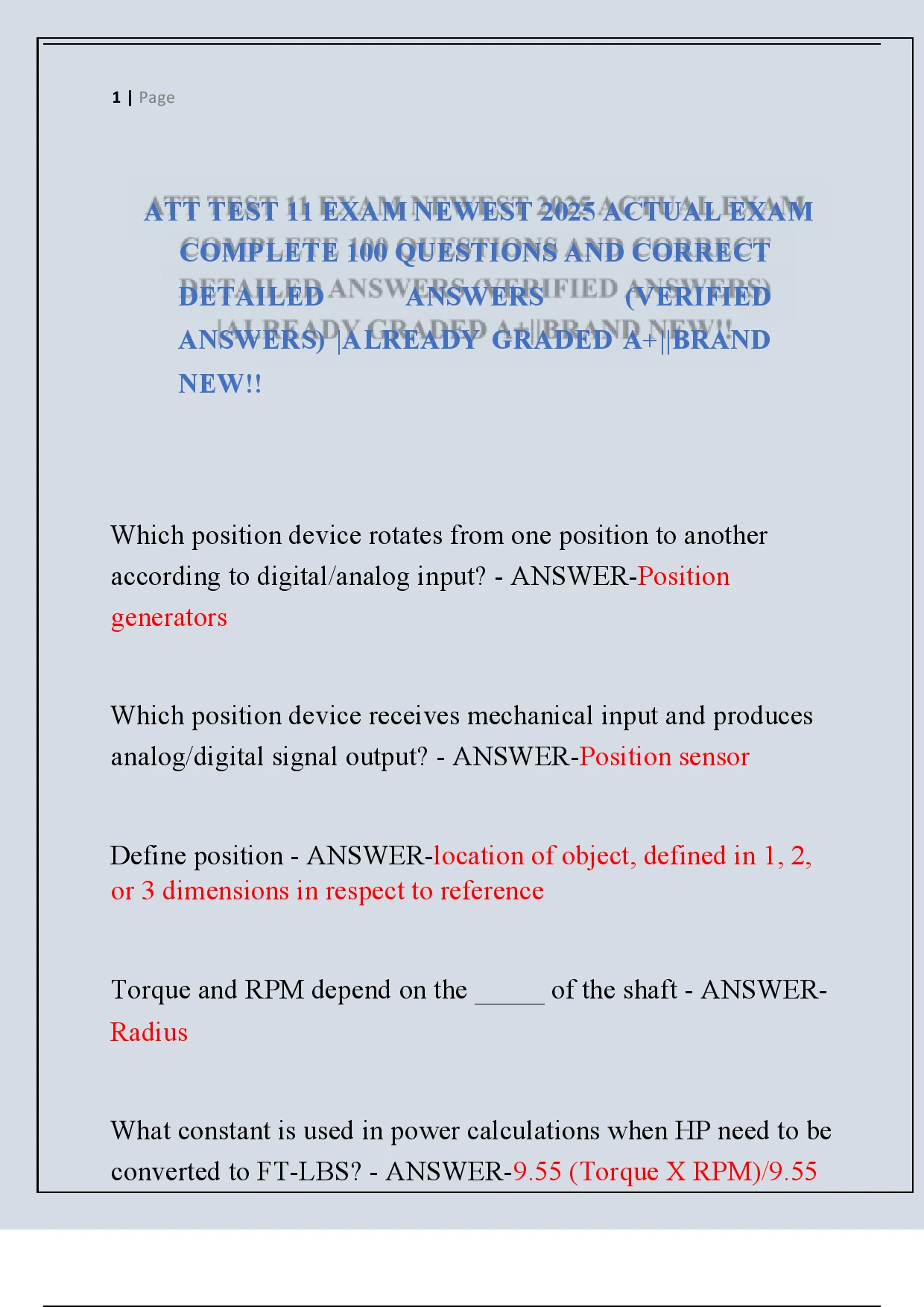 ATT TEST 11 EXAM NEWEST 2025 ACTUAL EXAM COMPLETE 100 QUESTIONS AND ...
