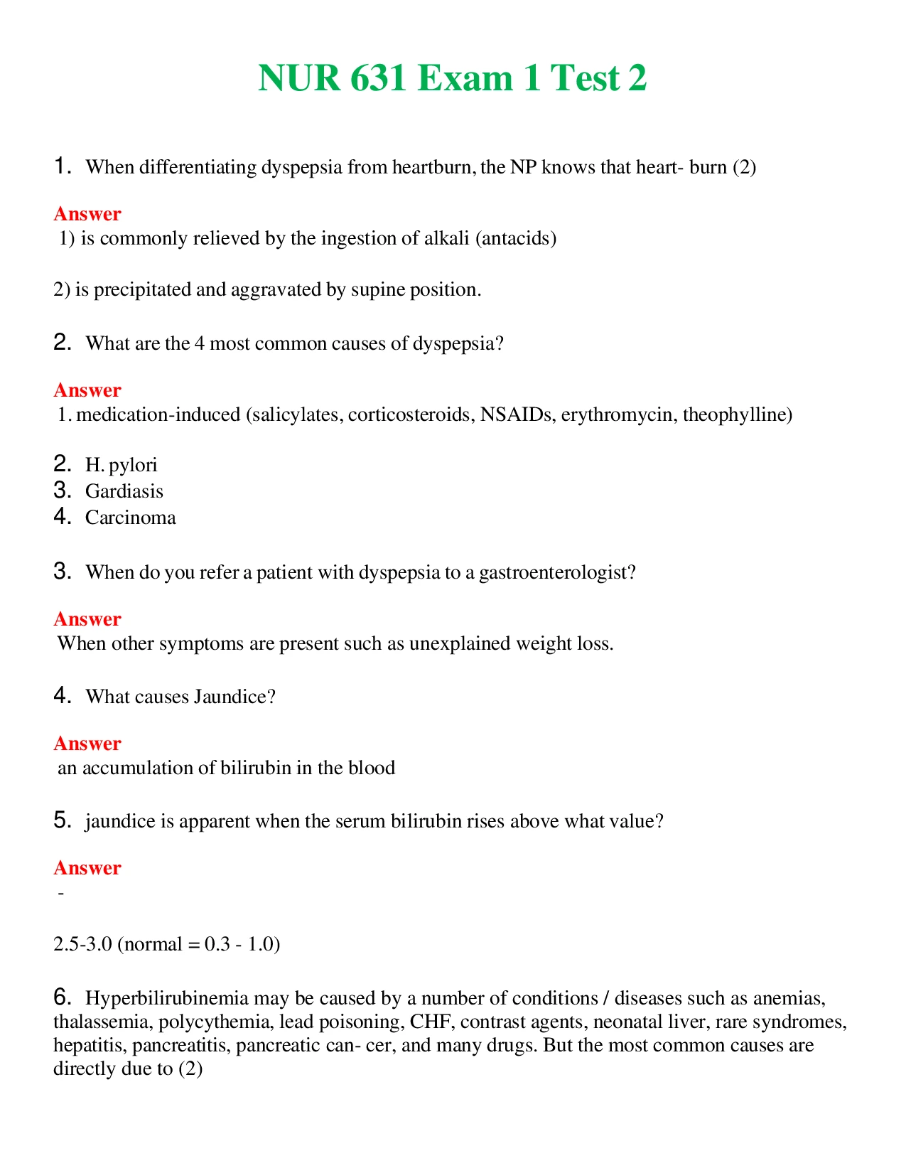 NUR 631 Exam 1 Test 2