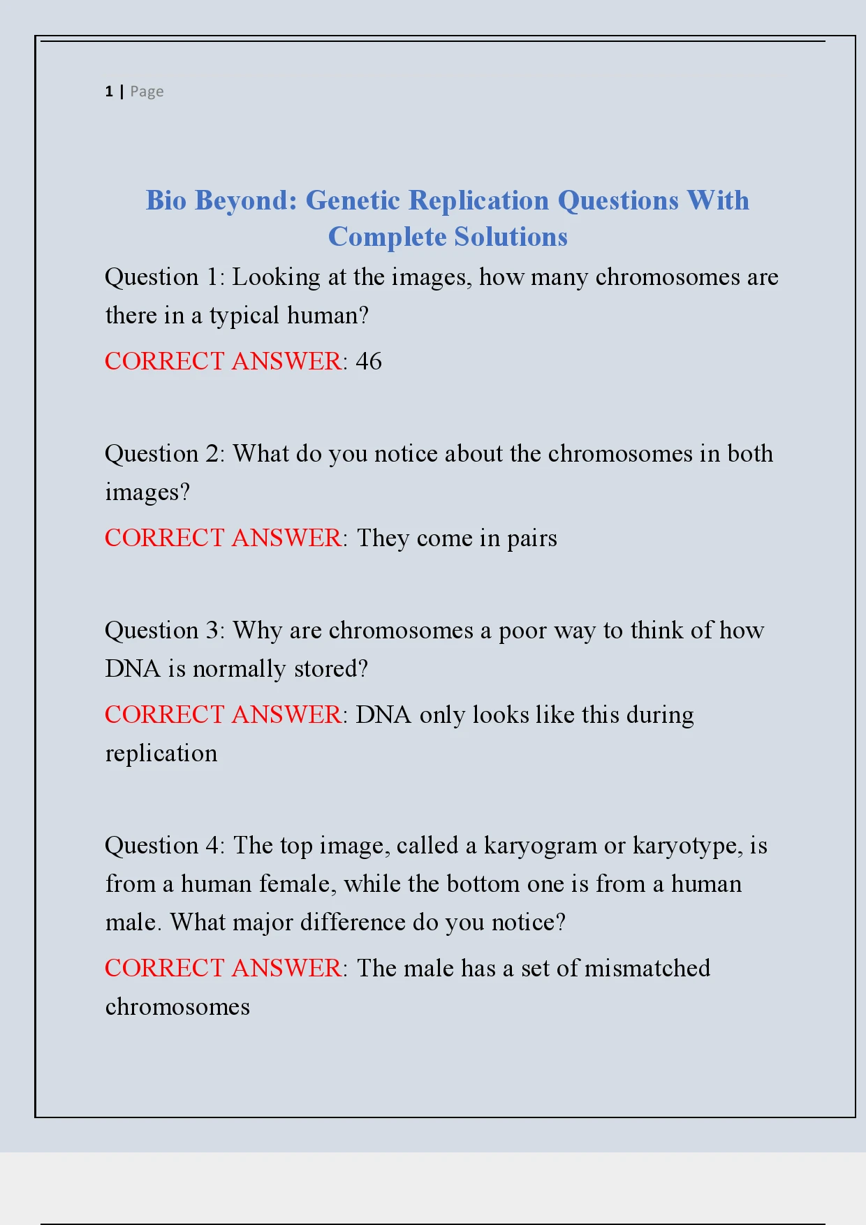Bio Beyond: Genetic Replication Questions With Complete Solutions