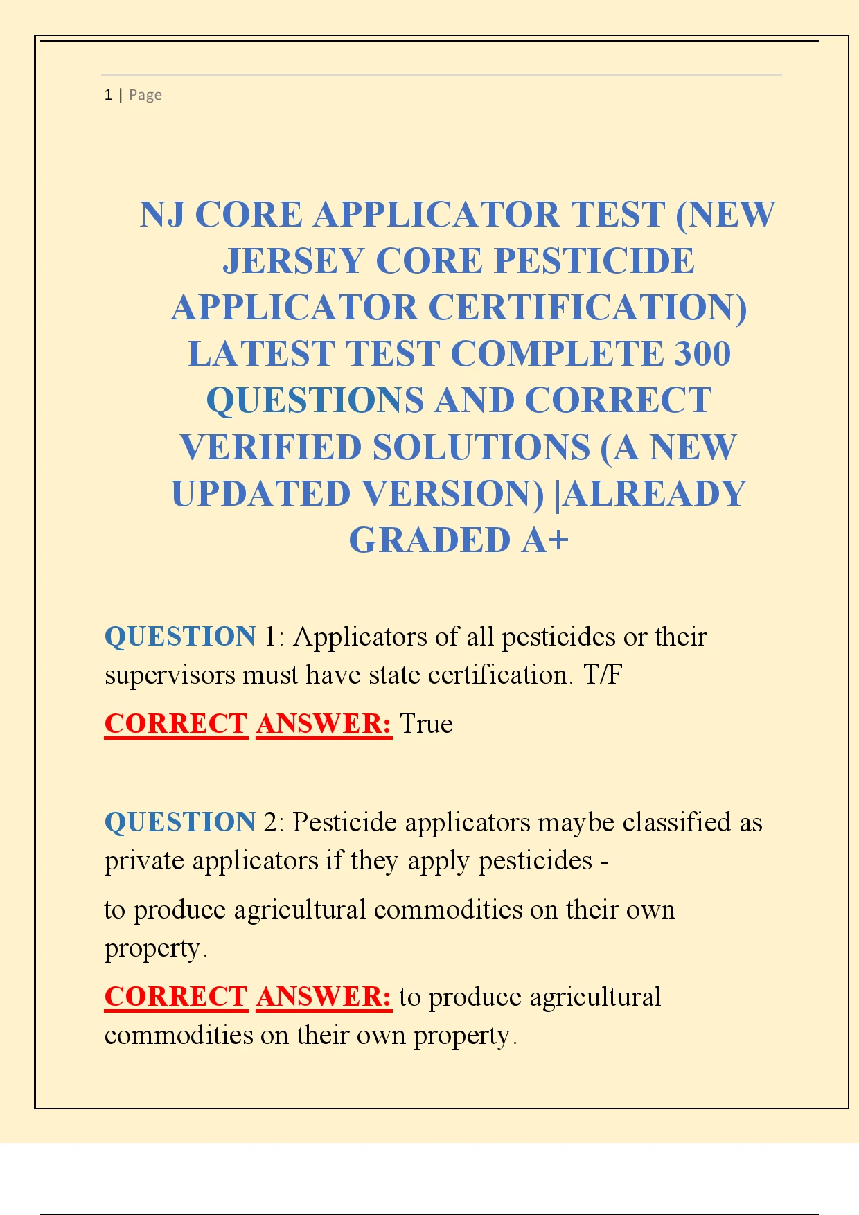 NJ CORE APPLICATOR TEST (NEW JERSEY CORE PESTICIDE APPLICATOR ...