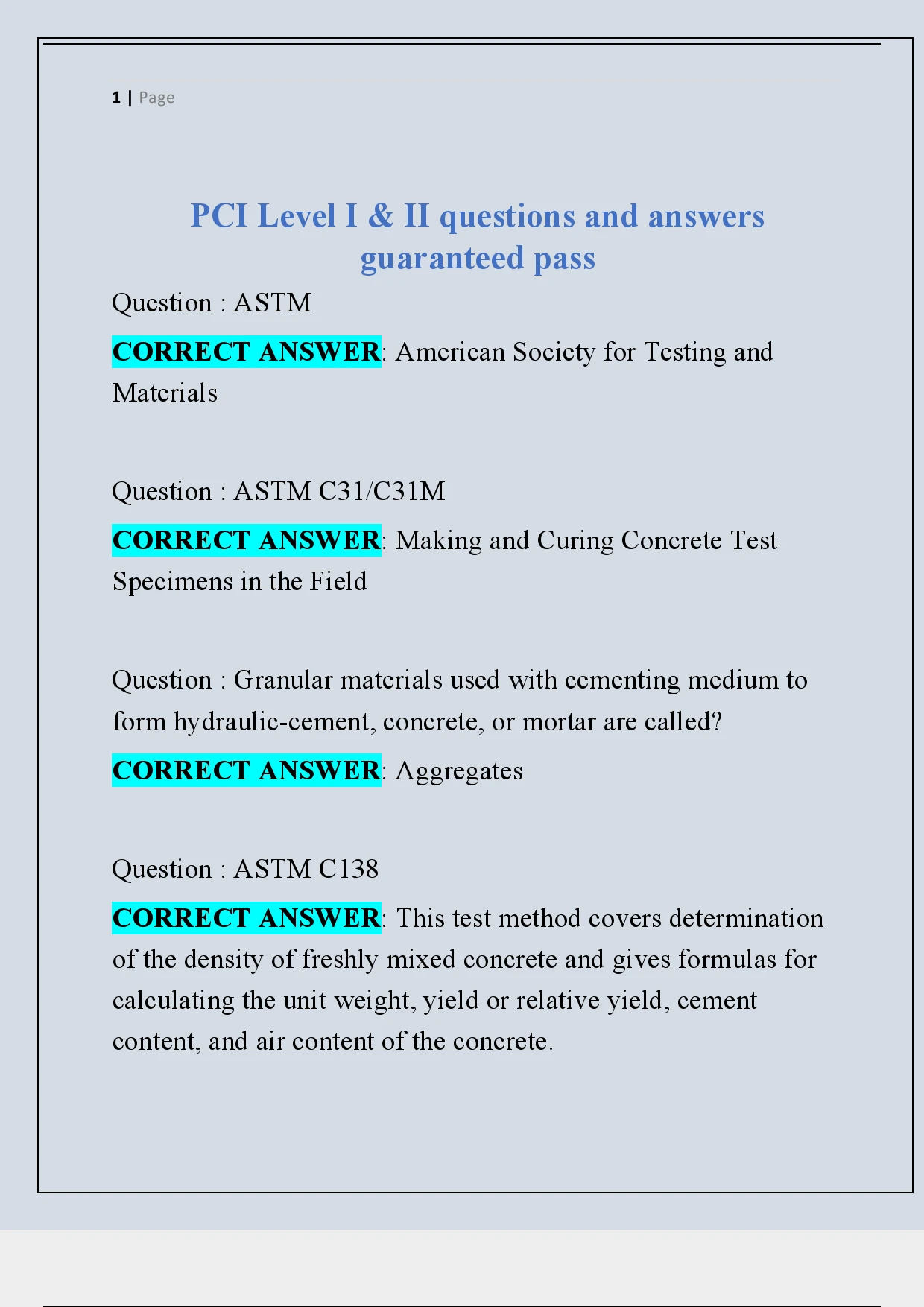 PCI Level I & II questions and answers guaranteed pass
