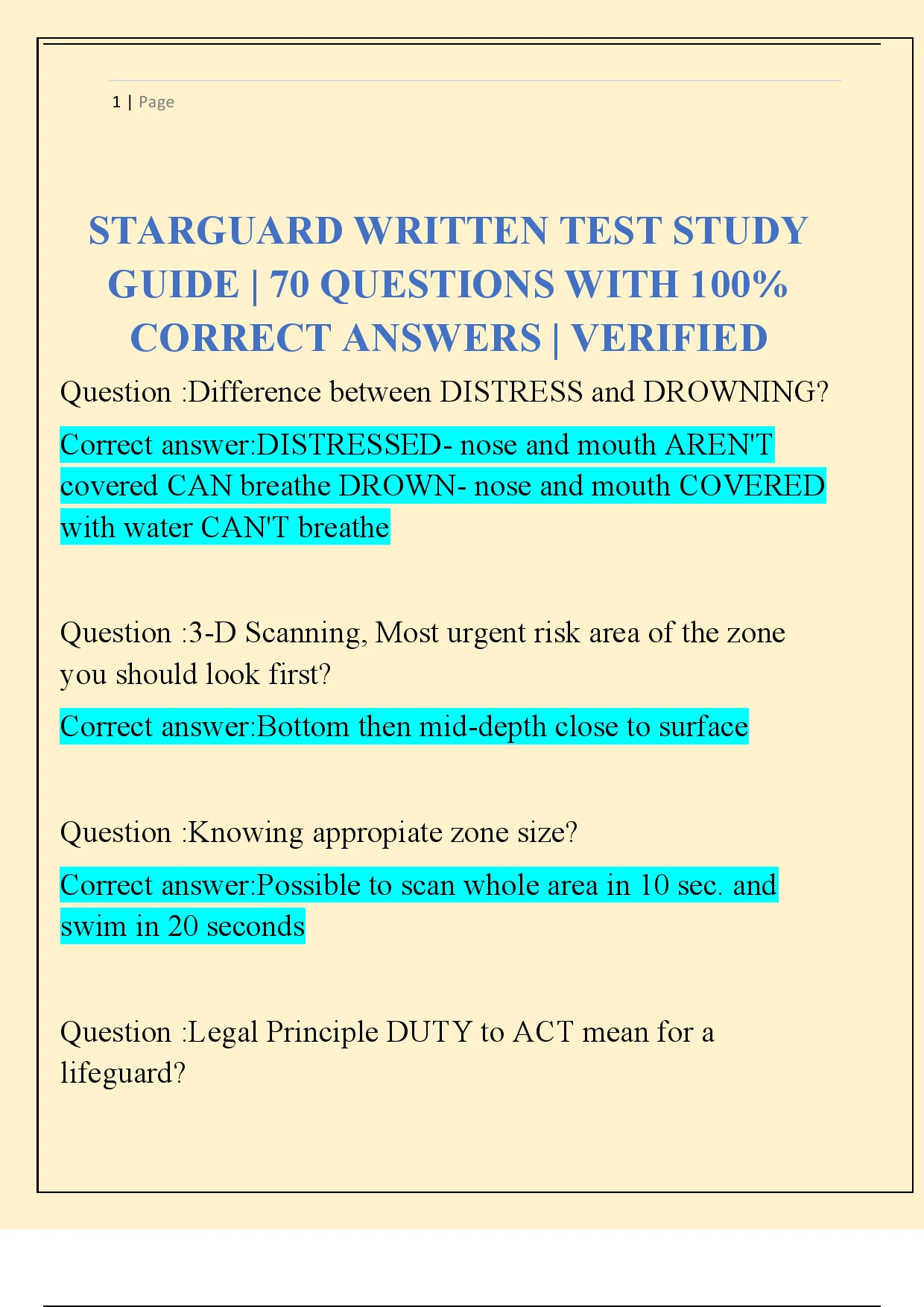 STARGUARD WRITTEN TEST STUDY GUIDE | 70 QUESTIONS WITH 100% CORRECT ...